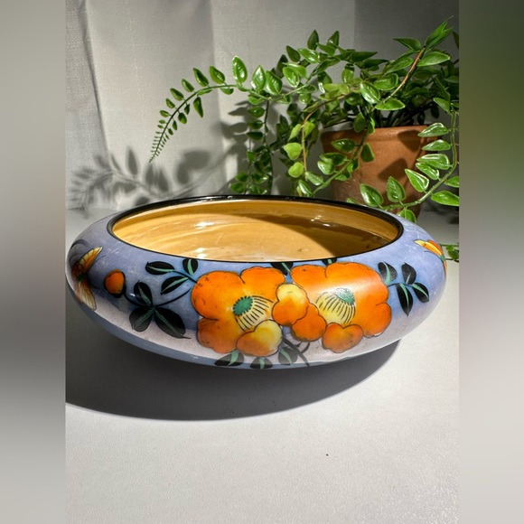 Accents | Vintage Japanese Hand Painted Blue Lusterware Bowl Flowers Butterflies | Poshmark
